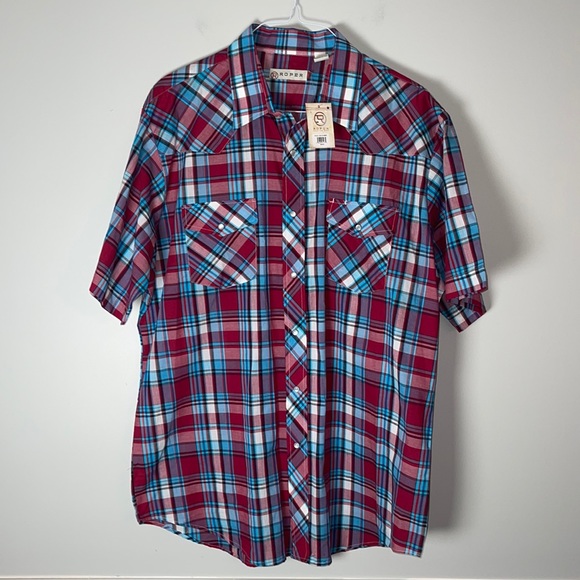 Roper | Shirts | New Roper Red Blue Plaid 2xl Shirt | Poshmark